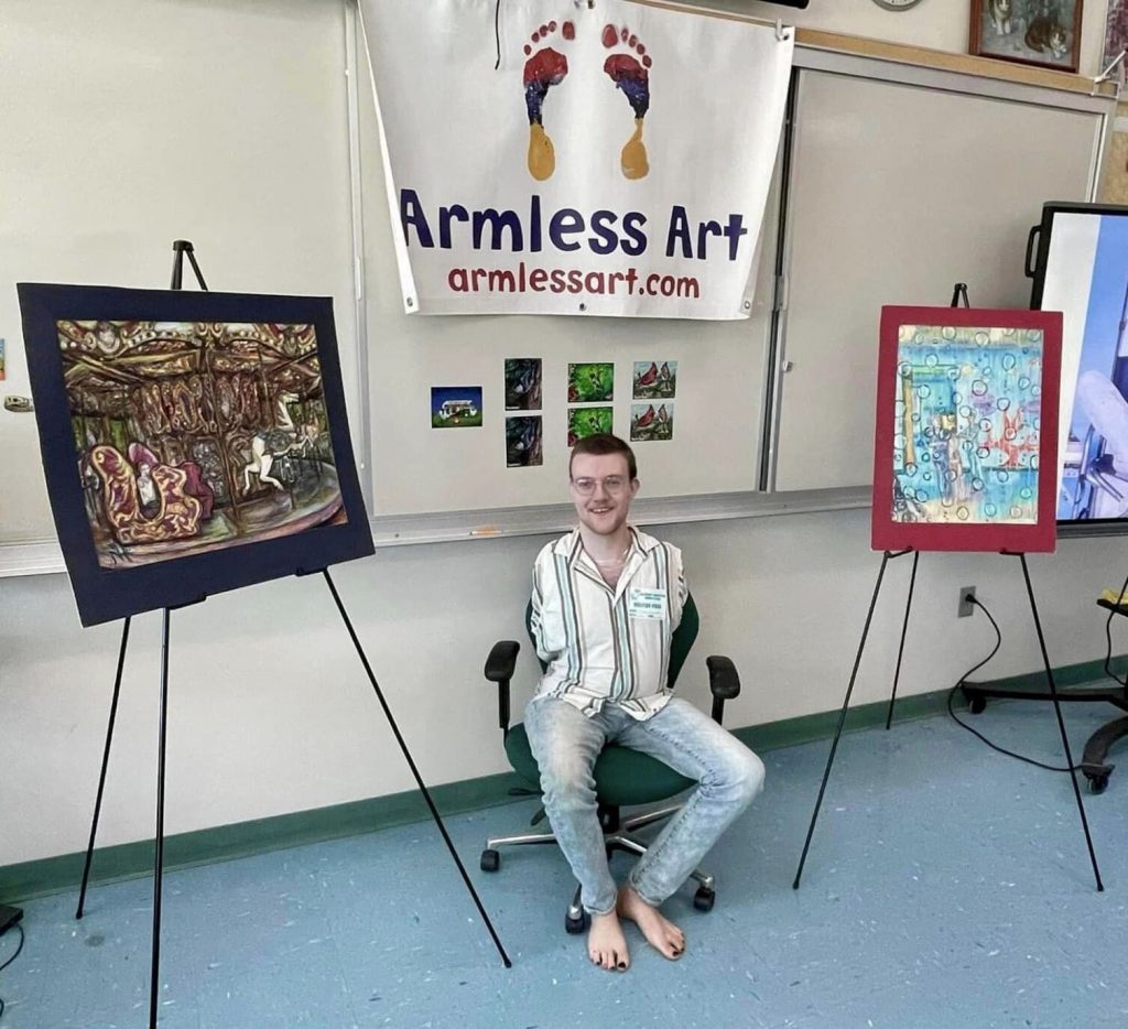 Inspirational, armless artist at BAPL today - The Bradford Era